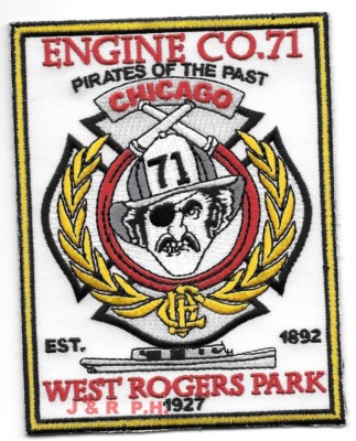 Chicago Engine - 71 "Pirates of Past", Illinois (3.5" x 4.5" size) fire ...