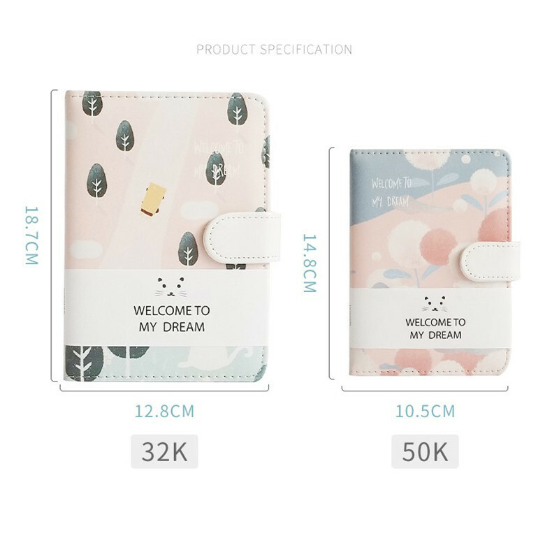 Art PU Leather Cute Journal Notebook Lined Paper Diary Planner Colored ...