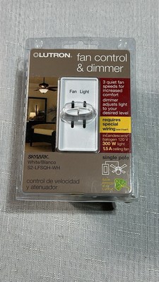 Lutron Fan Control & Dimmer Light Switch S2-LFSQH-WH(Single Pole)NEW In ...