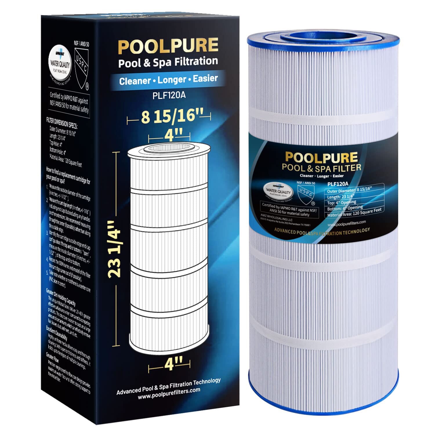 POOLPURE PLF120A Pool Filter Replaces Hayward C1200 , CX1200RE, Unicel ...