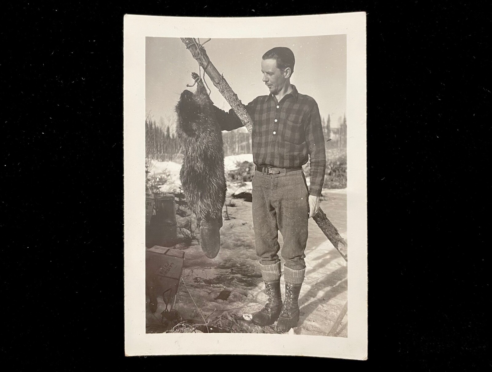 MAN WITH HUGE BEAVER HUNTER or TRAPPER SHOWING OFF HIS BEAST | eBay