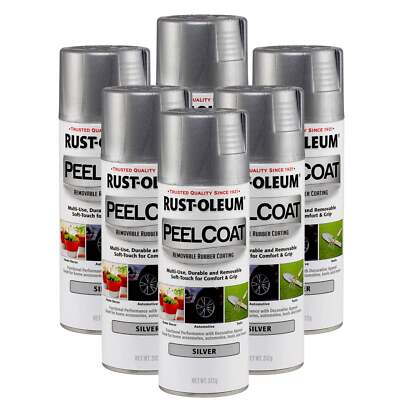 Rust-Oleum Peel Coat Rubberized Removable Coating - Silver - 6 Pack ...
