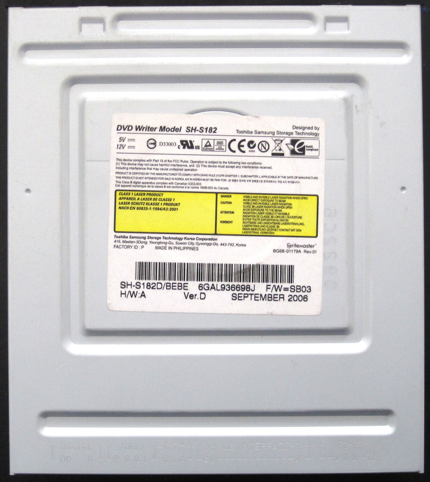 Samsung SH-S182 Writemaster DVD Writer Multi Recorder | 8x Write Speed ...