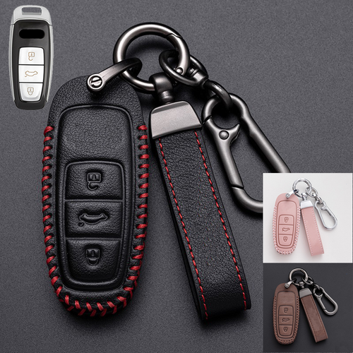 Genuine Leather Car Key Fob Case Cover Bag For Audi Q3 Q5 A3 A4 A6 A4L ...