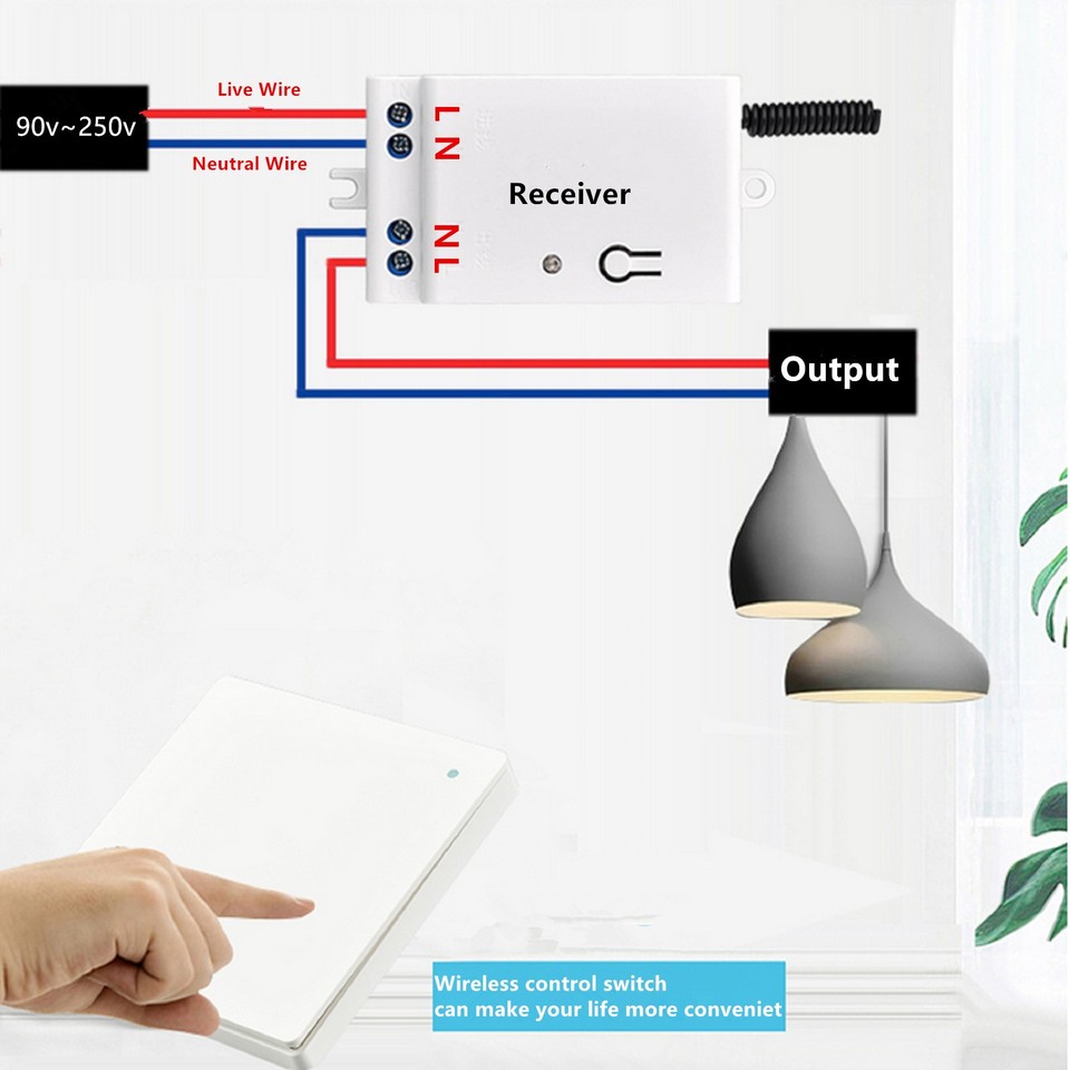 433MHz Wireless Remote Kinetic Self-Powered Wall Light Switch Remote ...
