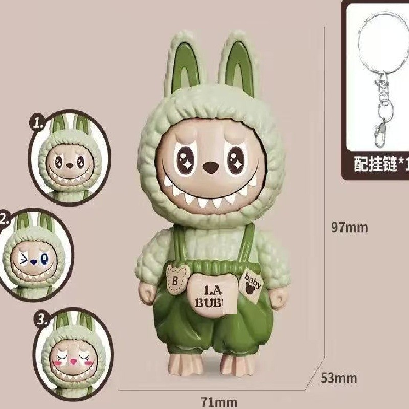 Cute Labub Keyring Cartoon Moving 3 faces The Monstersx2 Backpack Bag ...