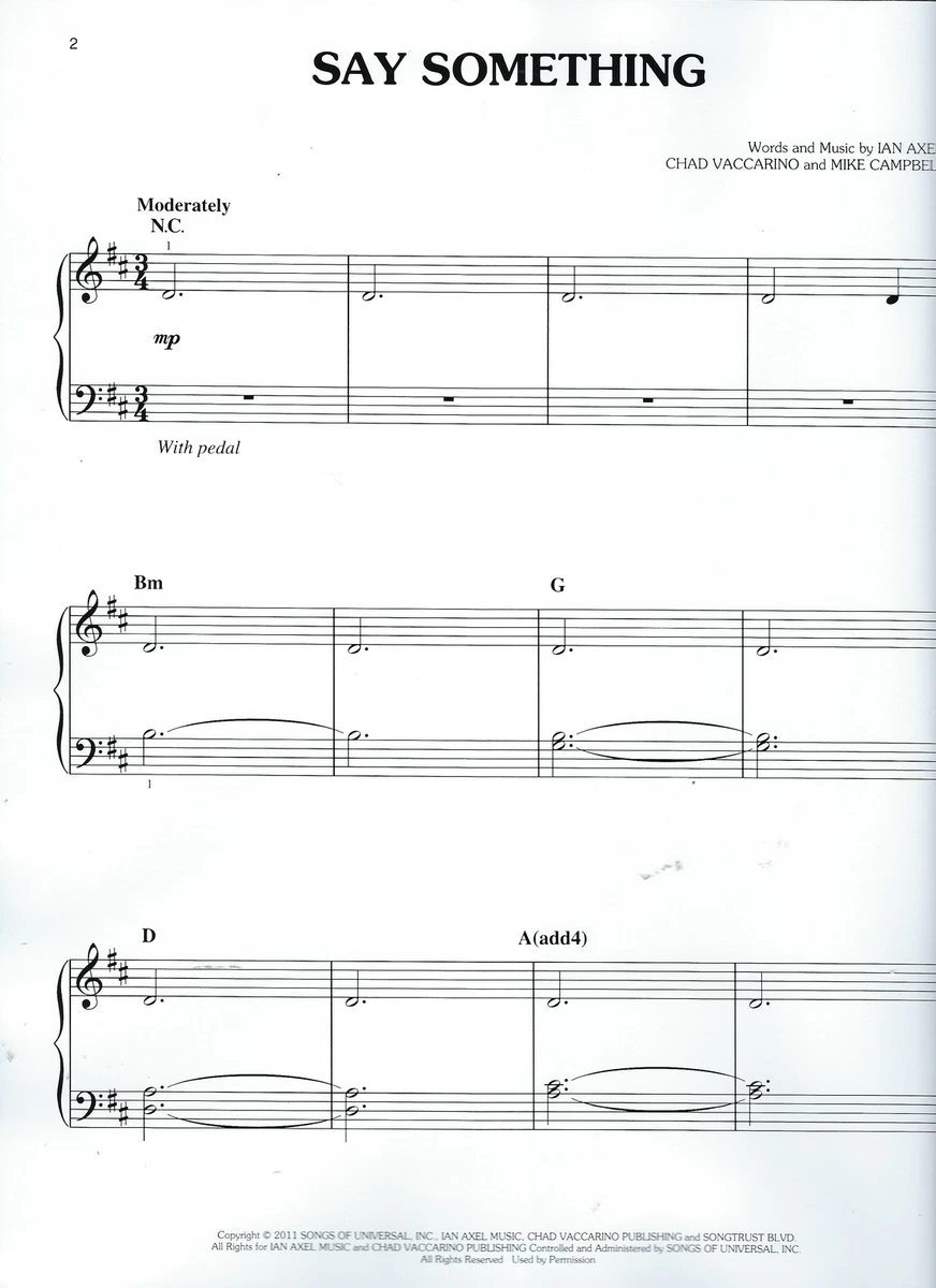 Say Something Piano Sheet Music