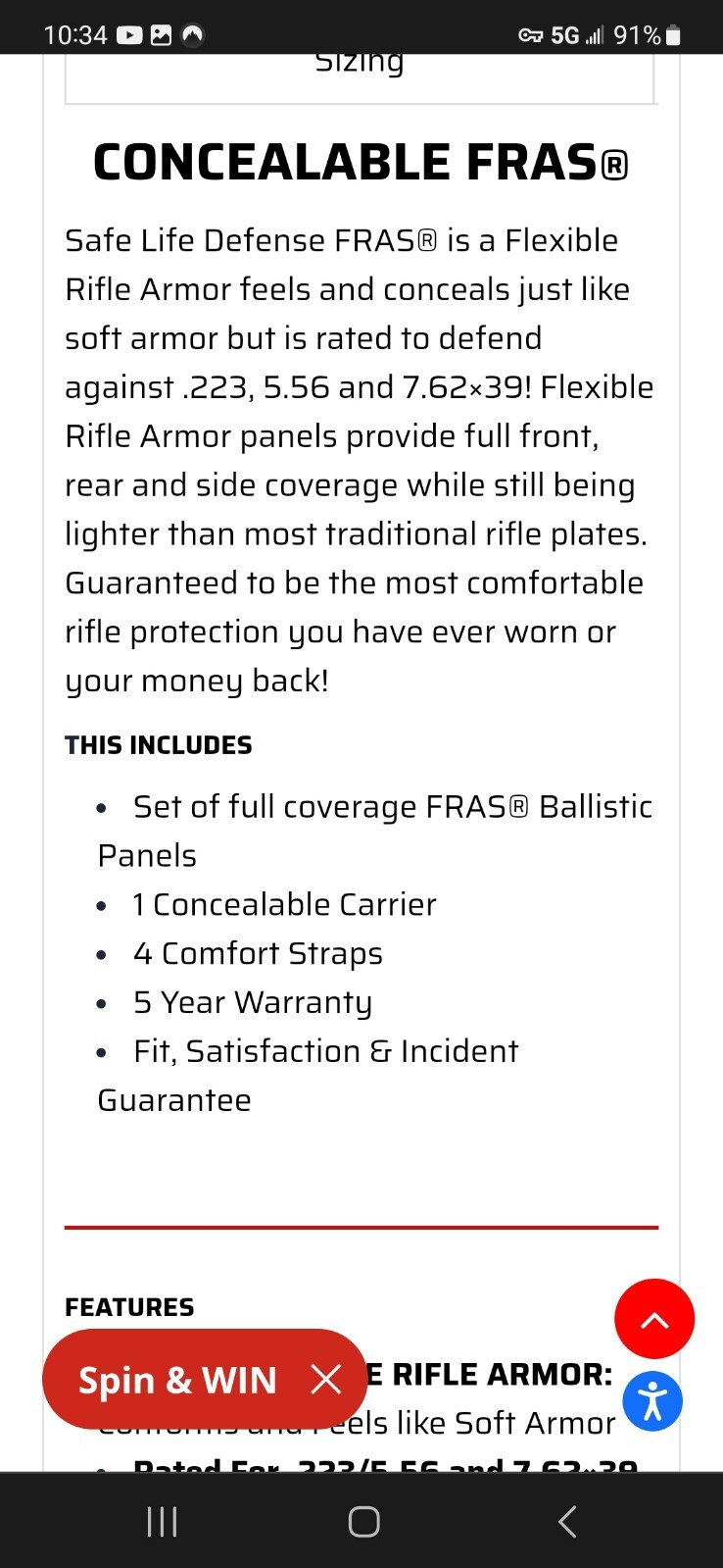 Safelife Defense Flexible Rifle Armor (FRAS) Size XL | eBay