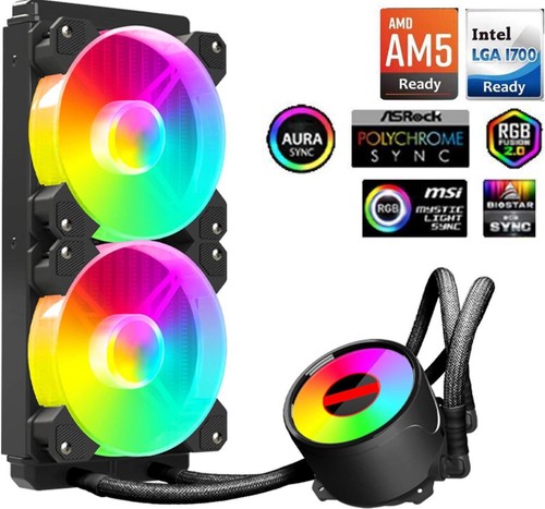Liquid Cooled Water Cooled LGA 1700/1200/115X AIO AM5/AM4 CPU 2x120mm ...