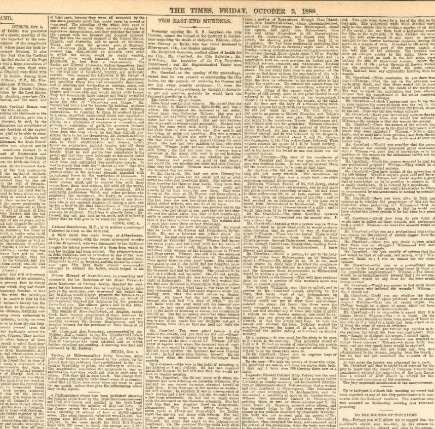 Jack the Ripper. London Times 1888 July to December Over 150 original ...