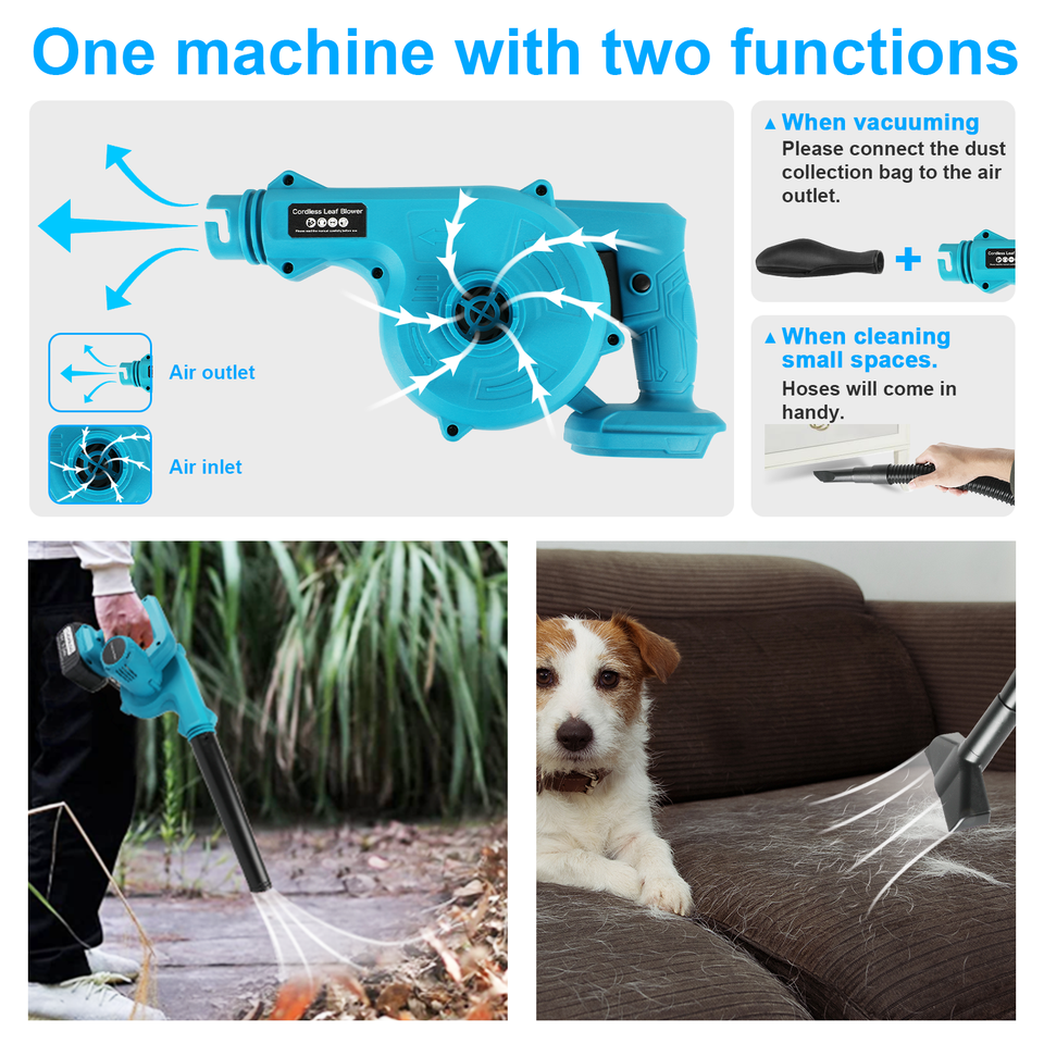Cordless Leaf Blower Electric Vacuum Cleaner Gardening Powered Battery ...