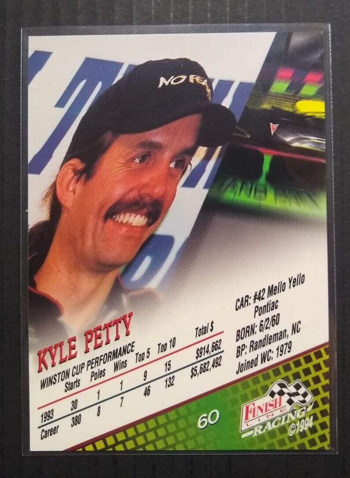 1994 Finish Line Racing Kyle Petty Signed Card #60 | eBay