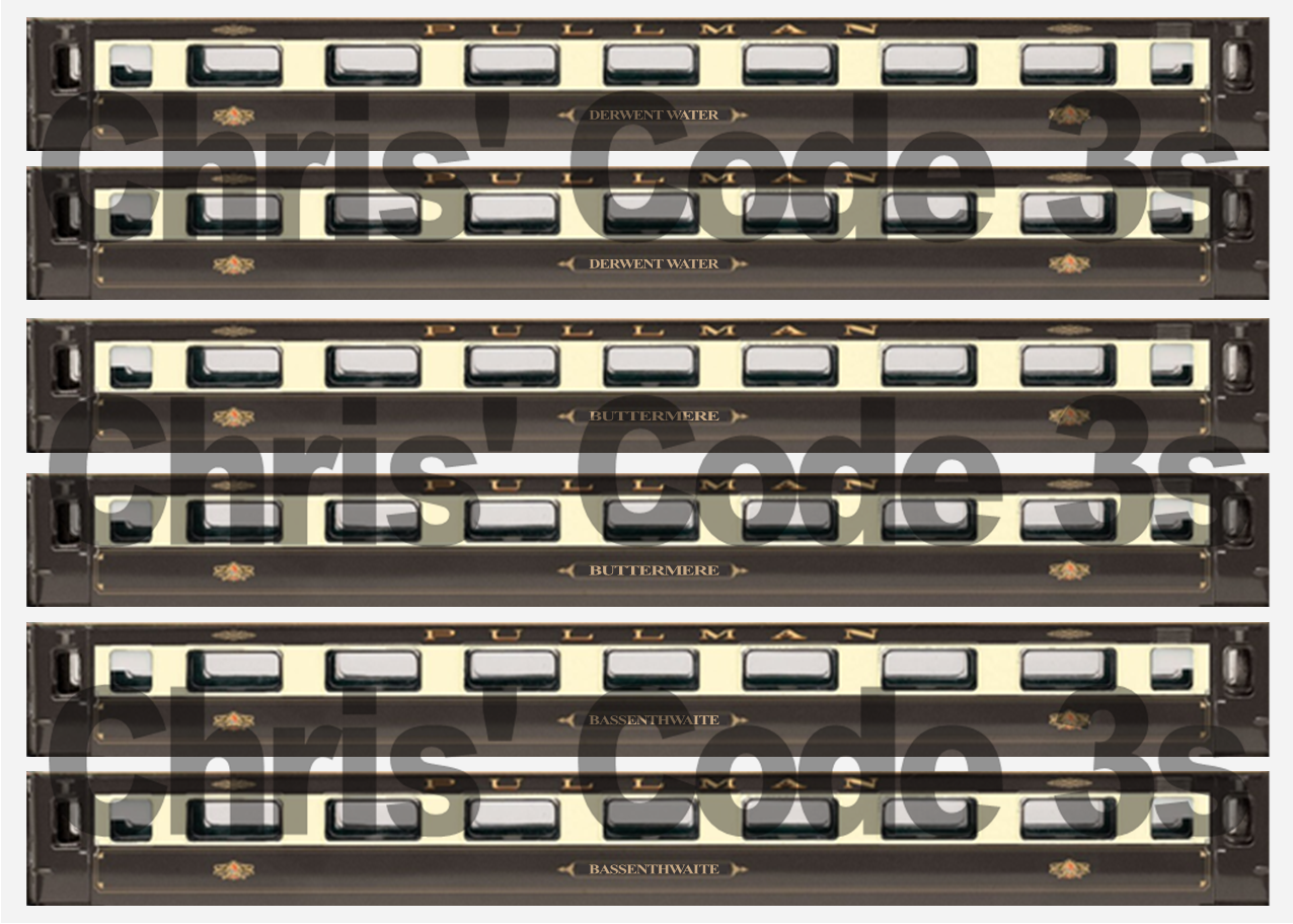 Adhesive Vinyl Coach Decals suit N Gauge Graham Farish - Pullman MK2 ...