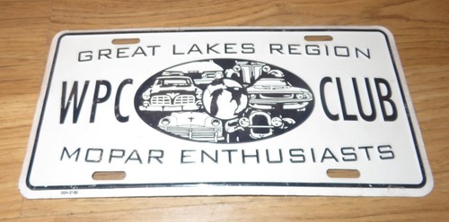 Mopar Enthusiasts Great Lakes Region WPC Car Club License Plate vintage ...