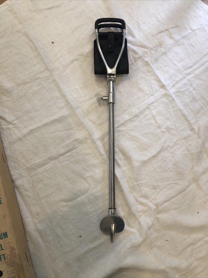VINTAGE SPECTATOR SEAT STICK, ADJ. LENGTH, CHROME STEEL SHAFT, LEATHER ...