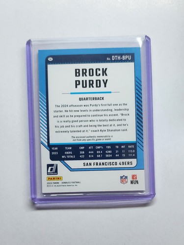 2024 Donruss Threads Brock Purdy Jersey Patch Relic Card 49ERS DTH-BPU ...