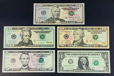 SET US LEGAL TENDER BANKNOTE SERIES 2017A $1 $5 $10 $20 $50 DOLLAR BILL ...