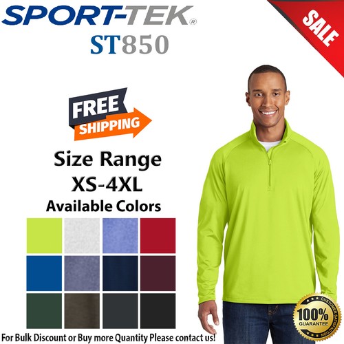 Sport-Tek ST850 Mens Long Sleeve Sport Wick Stretch 1/2 Zip Stylish ...