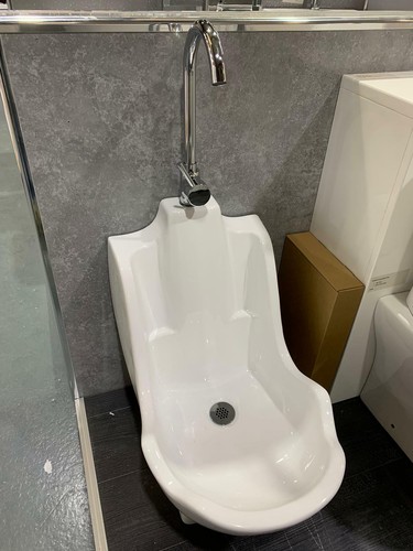 Ablution Wudu Wash Basin with Heavy Duty Chrome Chair Long Tap and Trap ...