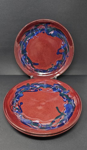 Set Of 3 Signed Zappa Pottery Heavy Stoneware 12" Dinner Plates | eBay