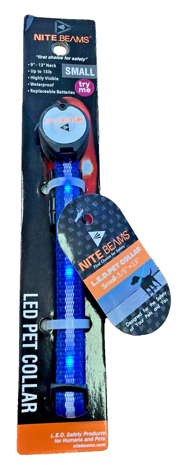 Nite Beams L.E.D. Pet Collar Small Blue | eBay