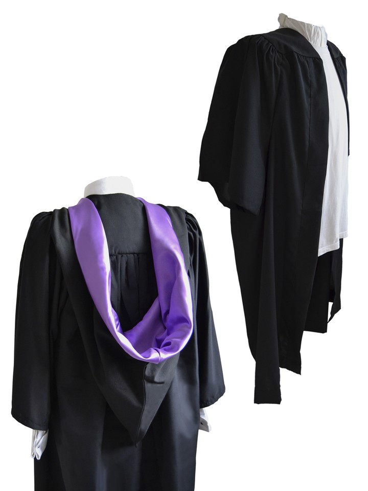 Fluted Bachelor BA Graduation Gown And Burgon Hood Set University Adult ...