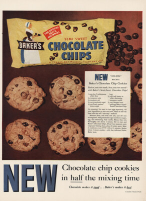 1955 Bakers Chocolate: Chocolate Chip Cookies Vintage Print Ad | eBay