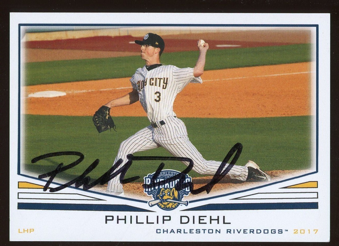 2017 Charleston RiverDogs PHILLIP DIEHL Signed Card autograph AUTO ...