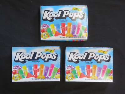 (3) Boxes Of Kool Pops Freezer Pops Assorted Flavors 20 - 1 Oz Pops Per ...