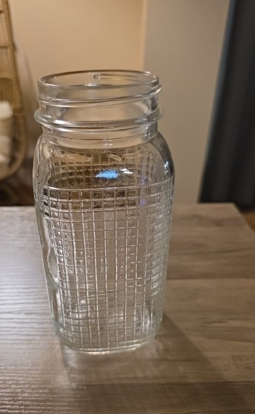 Vintage Square Shaped Glass Canning Jar w/Waffle Grid Pattern, 1 Quart ...