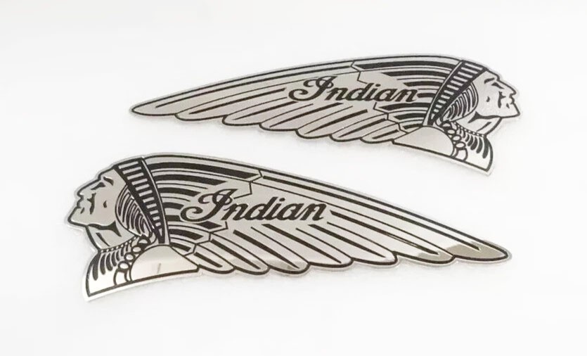 PETROL GAS TANK BADGES EMBLEMS SET PAIR FOR VINTAGE CHIEF INDIAN ...