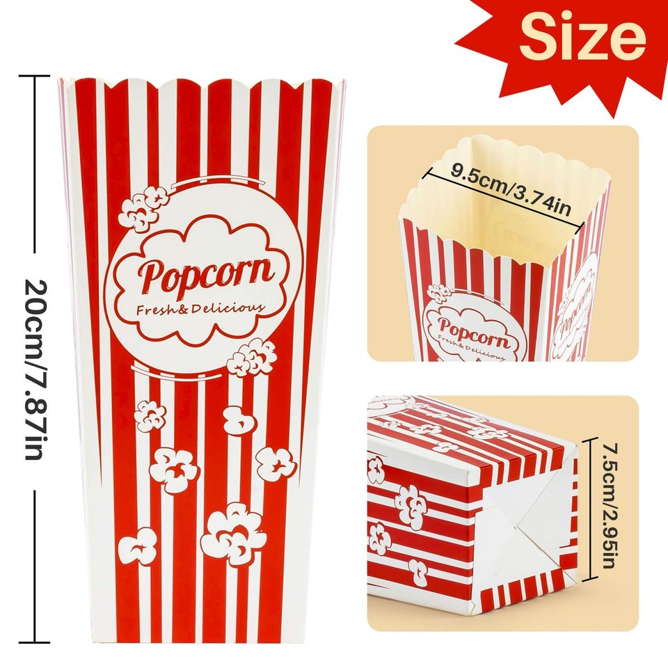 18 Popcorn Boxes Easy Assembly - 46oz Square Popcorn Bowls Square ...