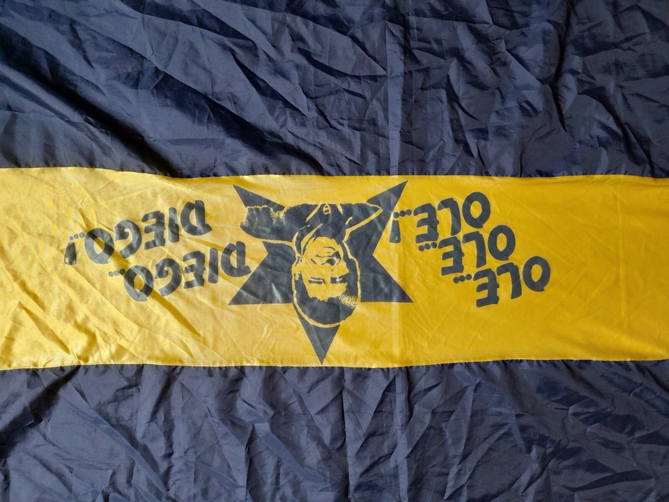 Boca Juniors flag with image of Diego Maradona 1997, Argentine, soccer ...