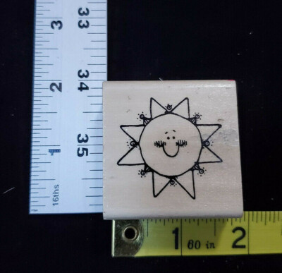 Sunshine Smiley Face Sun Rubber Stamp Wood Mounted Dj Inkers | eBay