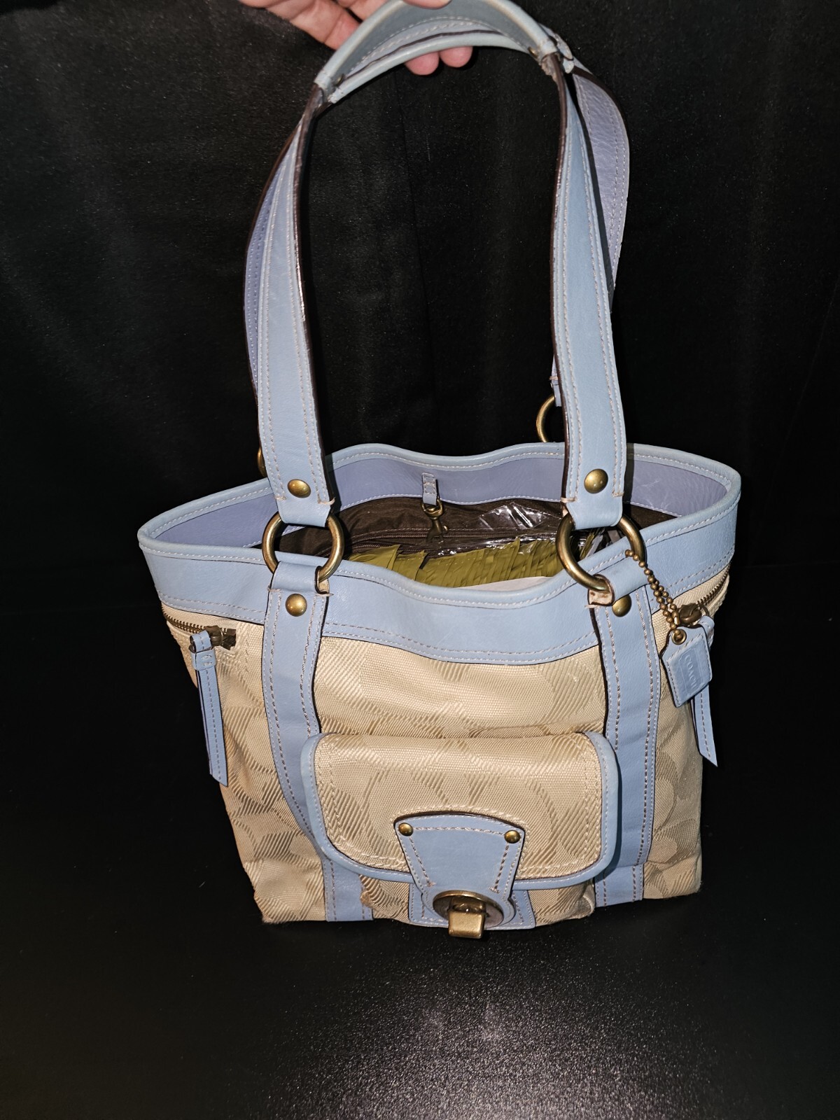 COACH Gigi Legacy Signature Jacquard Blue Leather Tri… - Gem