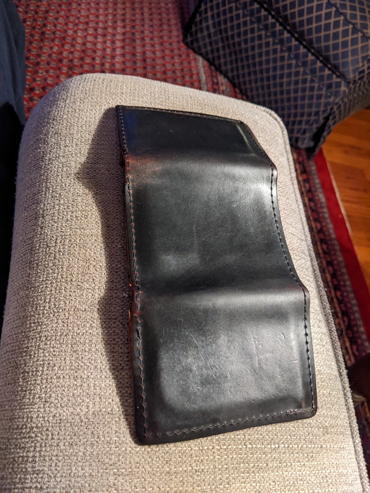 Genuine Shell Cordovan Trifold Wallet Color 8 - Gem