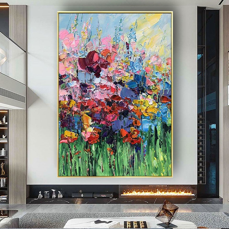 Large Modern Hand-Painted Abstract Line Oil Painting Wall Art On Canvas ...