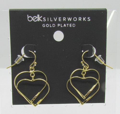 Belk SilverWorks Gold Plated 36mm Double Heart Wire Hook Earrings | eBay