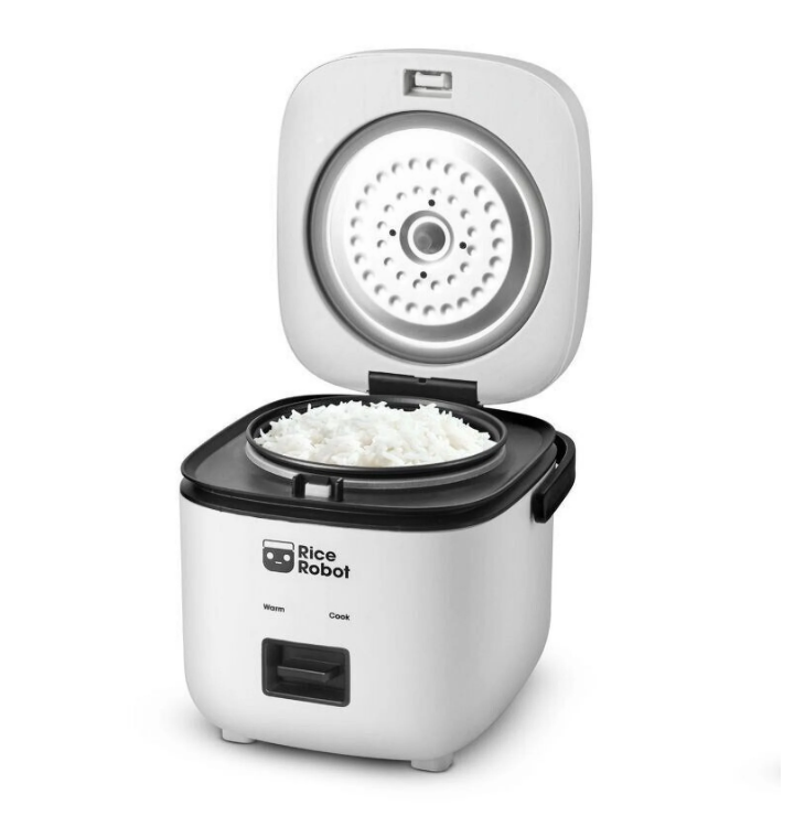 Rice Robot 4 Cup White Space Saving Rice Cooker with Ceramic Nonstick ...