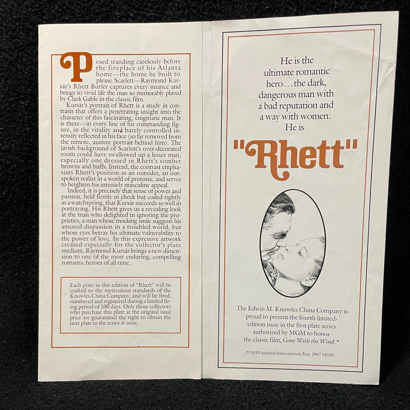 1981 Gone With The Wind fourth plate Knowles "Rhett" COA, flyer ...