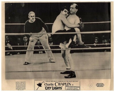 City Lights Original Lobby Card Charlie Chaplin in boxing ring classic ...