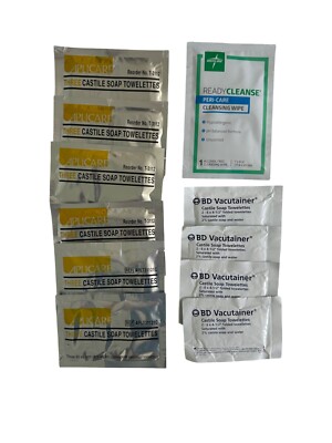 Lot of New Castile Soap Towelettes, Medline Cleansing Wipe & Castile ...