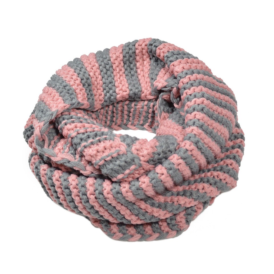 Premium Winter Classic Striped Knit Infinity Loop Circle Scarf - Diff ...