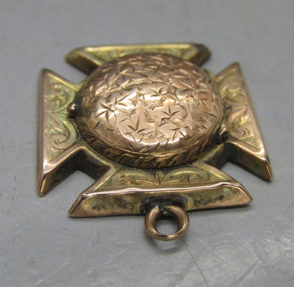 VICTORIAN NICE SOLID 375 9CT GOLD CROSS LOCKET PENDANT AEJ 25mm 2.3g ...