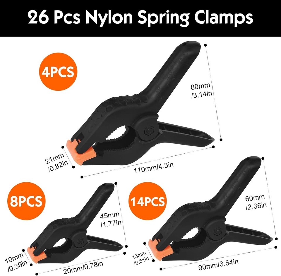 26X Heavy Duty Spring Clamps 2" 3" 4" Set Market Tarpaulin Quick Nylon ...