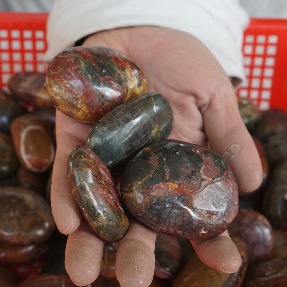 12 Pieces 1kg Cherry Creek Jasper Picasso Crystal Tumbled Palm Stone ...