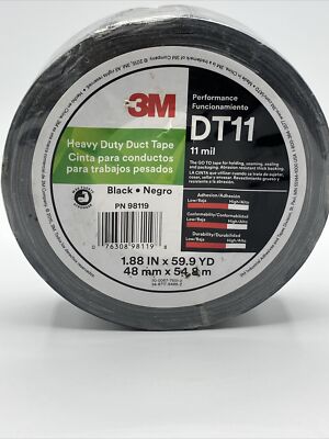 New 3M DT11 Duct Heavy Duty Tape, Black, 1.88 IN x 59.9 YD 48mm x 54.8 ...