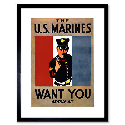 Vintage Ad Recruit USA Marines Military War Poster Framed Art Print ...