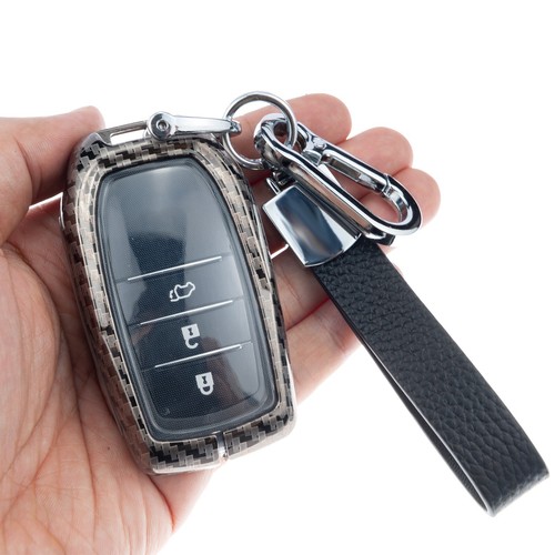 Metallic Carbon Fibre Car Smart Key Case Chain Cover For Toyota Hilux ...