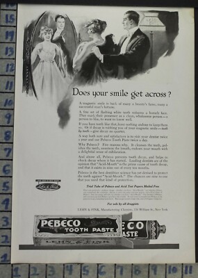 1918 DENTAL MEDICAL PEBECO TOOTHPASTE FASHION BEAUTY DRESS VINTAGE AD ...
